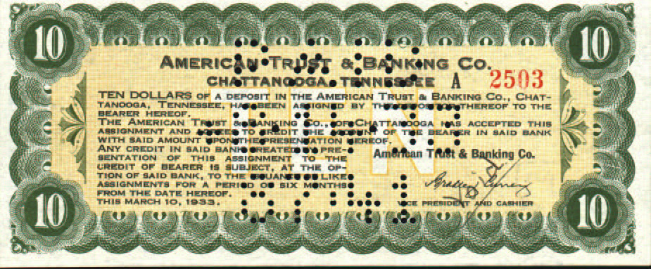 American Trust - Depression Scrip